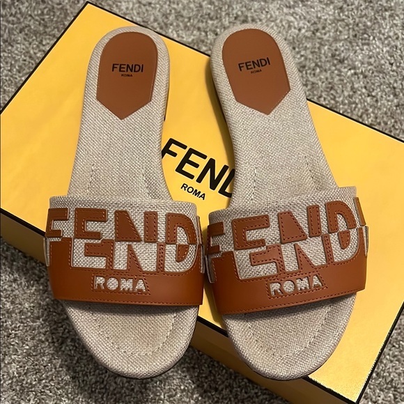 Fendi | Shoes | Fendi Roma Tan Cream Sandals | Poshmark
